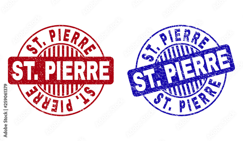 Grunge ST. PIERRE round stamp seals isolated on a white background ...