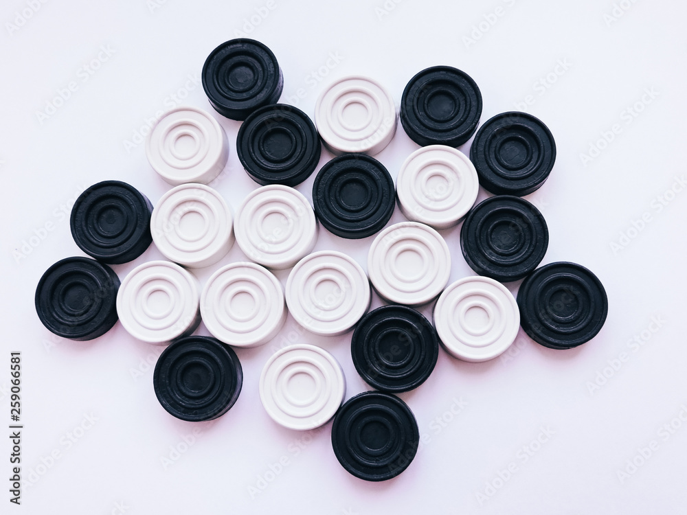 Checkerboard with checkers. Business strategy competition, strategic ...