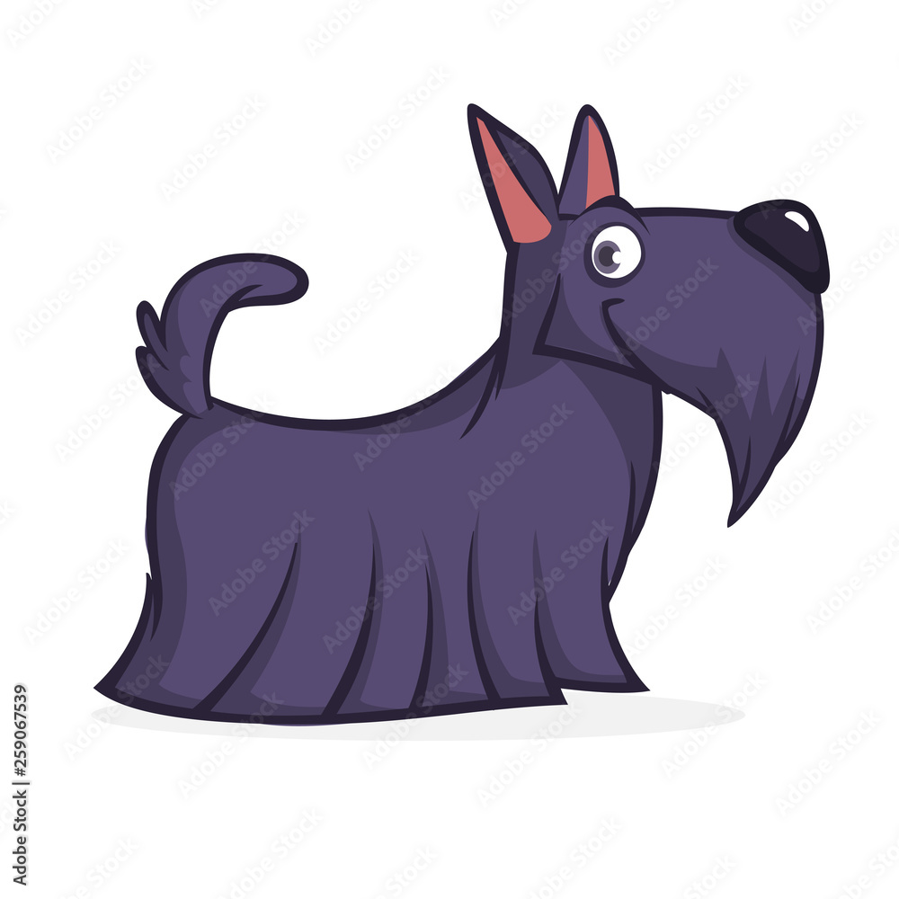 Cute cartoon scottish terrier. Vector black Scottie dog Stock Vector ...