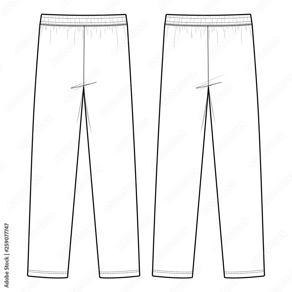 TRACK PANTS fashion flat sketch template Stock Vector | Adobe Stock