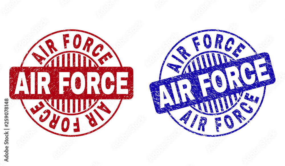 Grunge AIR FORCE round stamp seals isolated on a white background ...