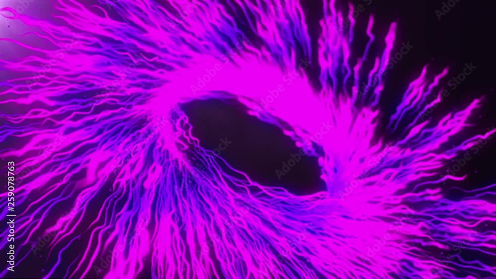 Pink motion graphics with colored spiral and spheres, abstract color ...