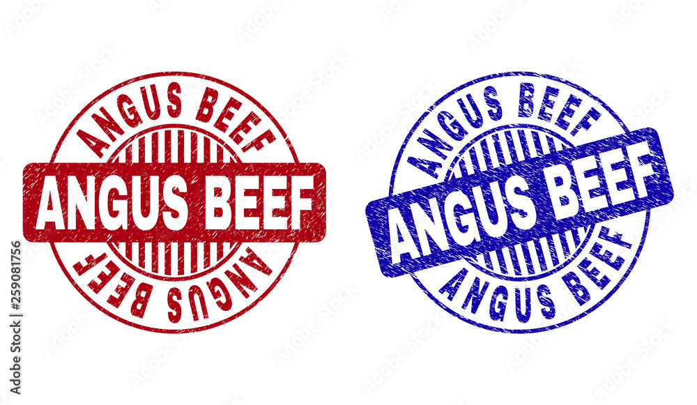 Grunge ANGUS BEEF round stamp seals isolated on a white background ...