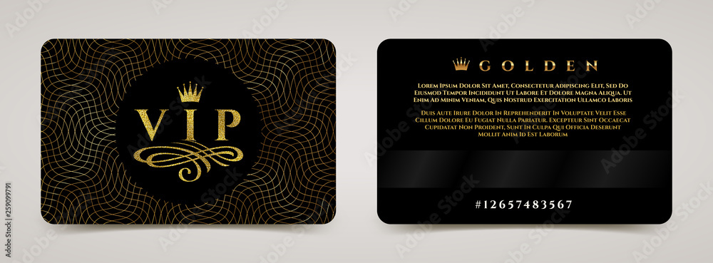 Poster Golden VIP card template - type design with crown, and ...