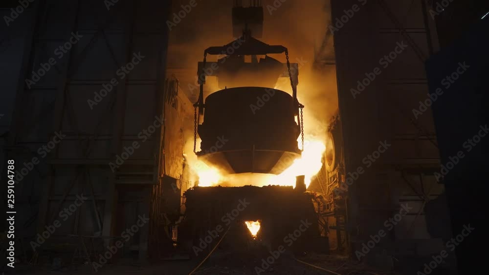 Steelmaking, furnace view for steel melting, process of loading scrap ...
