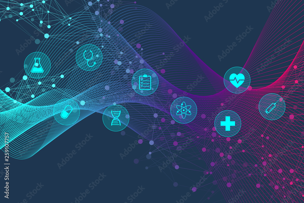 Abstract geometric medicine and science concept background. Healthcare ...