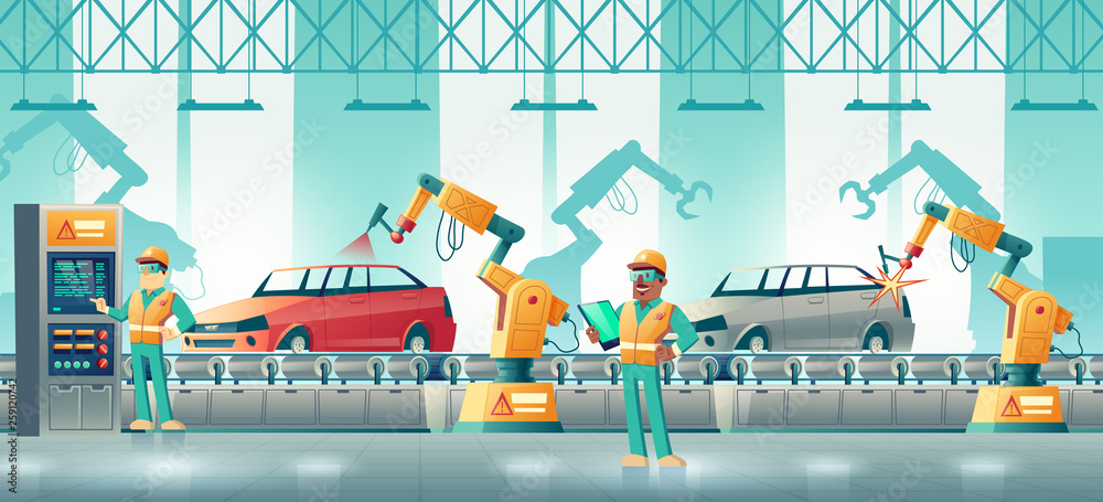 Factory Assembly Line Cartoon