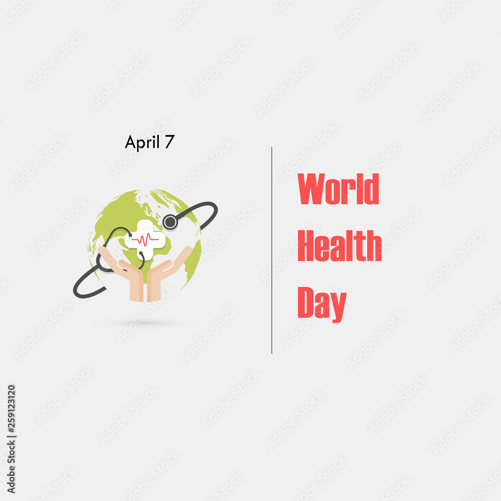 Globe sign,human hand and stethoscope vector logo design template.World ...