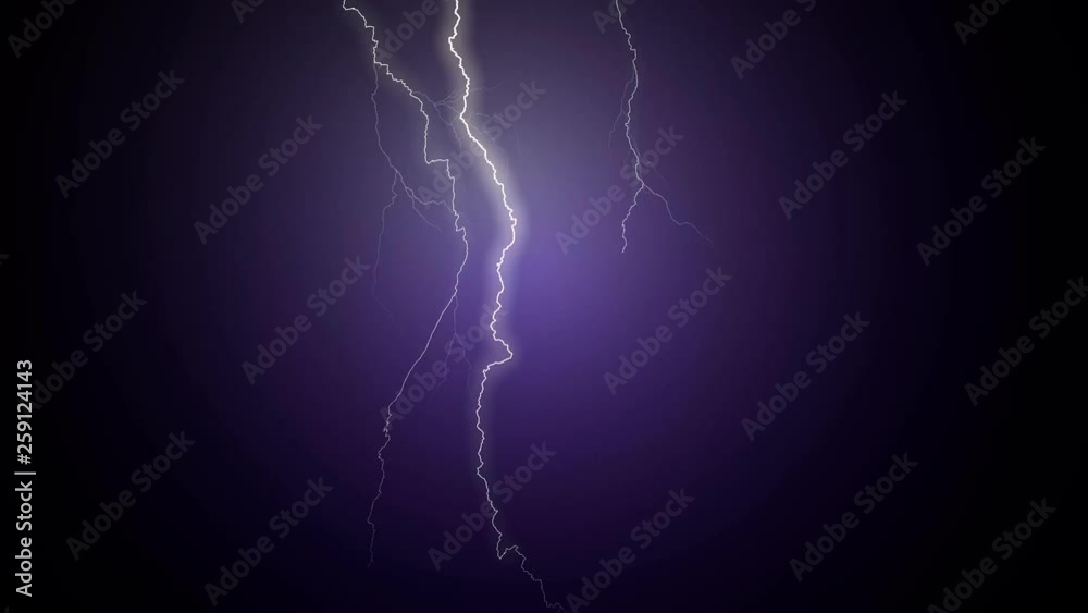 Several different beautiful realistic lightning strikes and flashes on ...