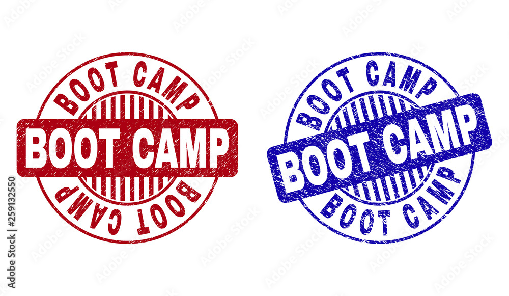 Grunge BOOT CAMP round stamp seals isolated on a white background ...