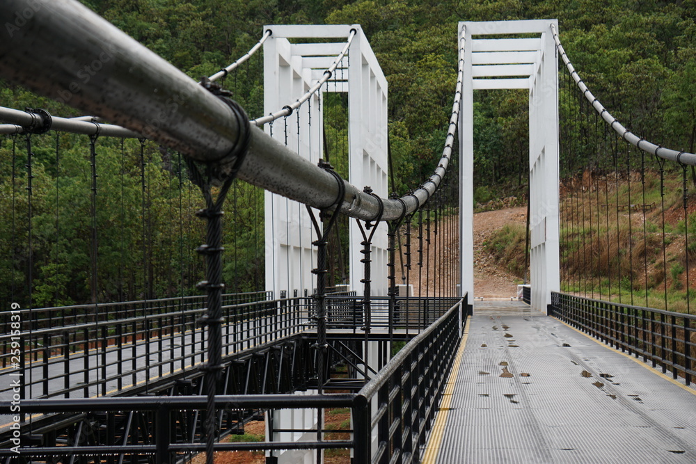 Suspension bridge background. Mae Kuang Dam Bridge Doi Saket District ...