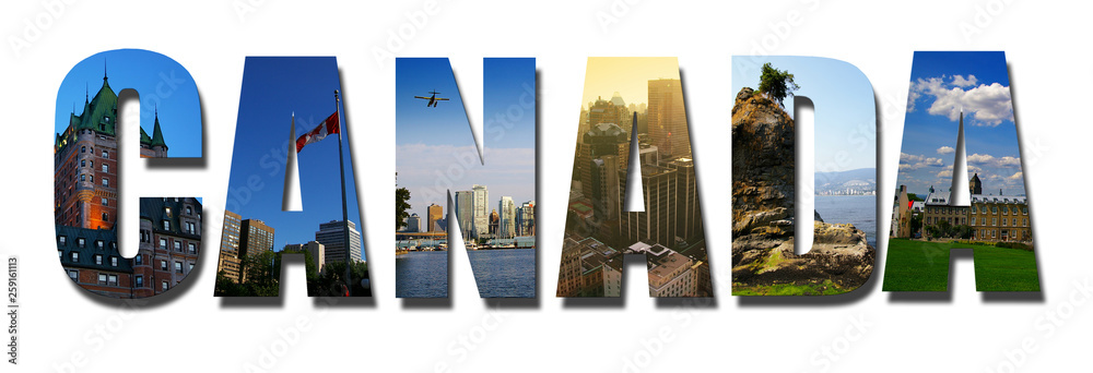 Canada collage isolated on white Stock Photo | Adobe Stock