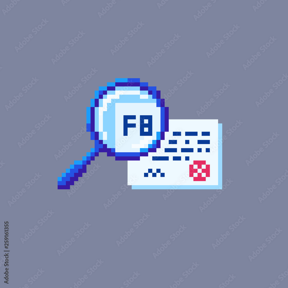 Pixel art search document magnifier icon. Stock Vector | Adobe Stock