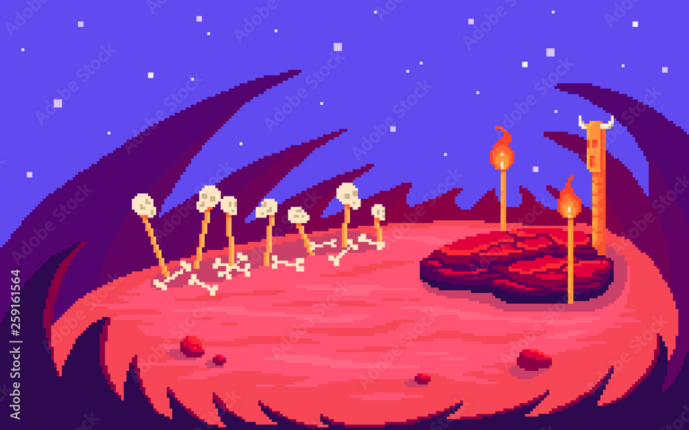 Pixel art scene for raid boss battle. Stock Vector | Adobe Stock