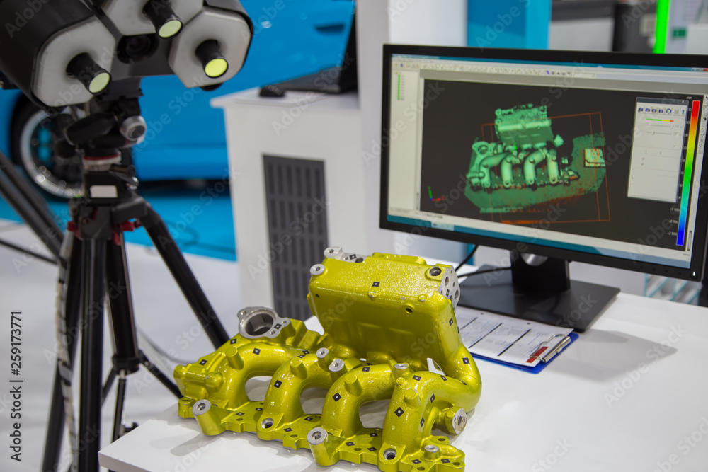Engine part inspecting by white light 3D scanner manufacturing system ...