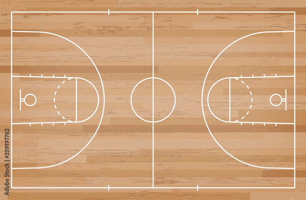 Basketball court floor with line on wood pattern texture background ...