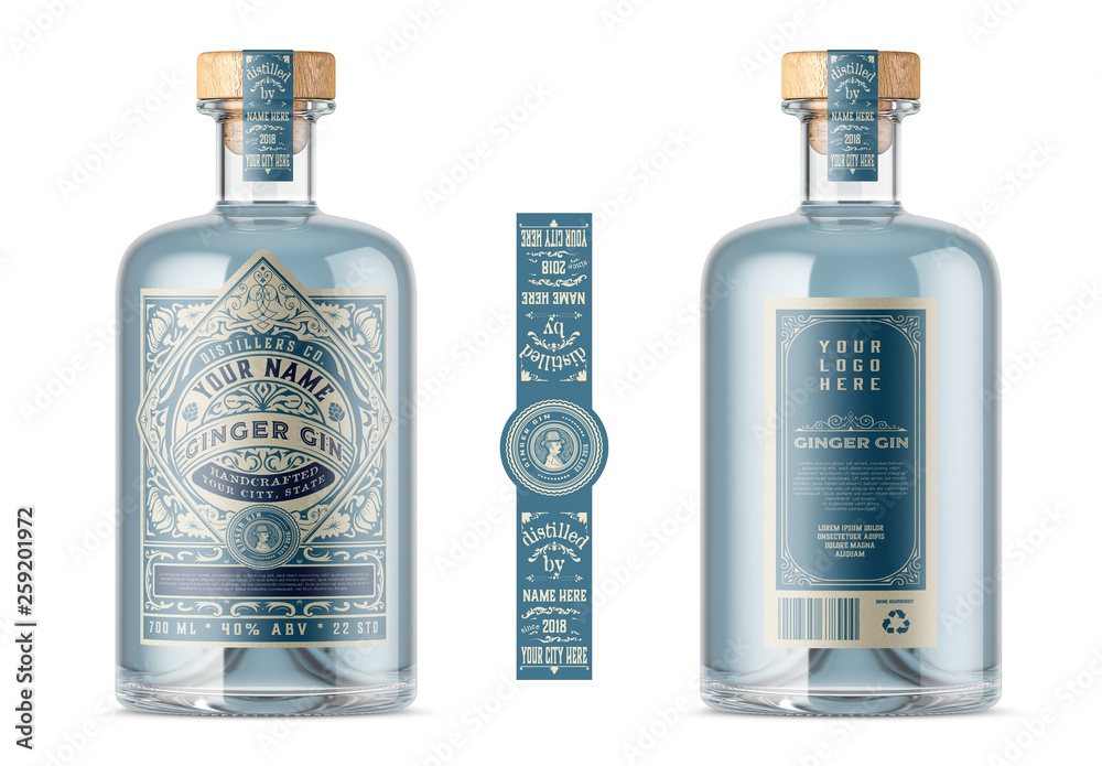 Vintage Liquor Bottle Packaging Layout with Teal Accents Stock Template ...