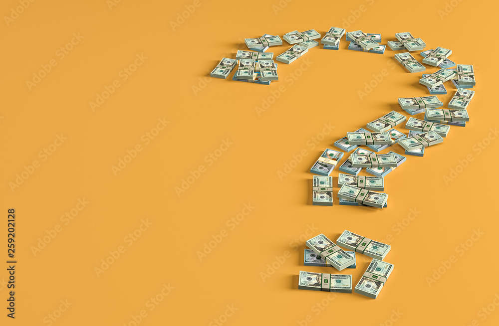 Question mark made from Dollar bills - 3D Rendering Stock Illustration ...