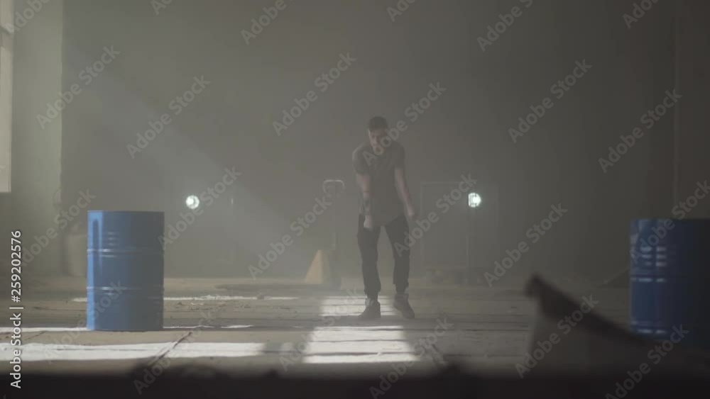 Experienced young passionate hip-hop dancer performing. The man ...