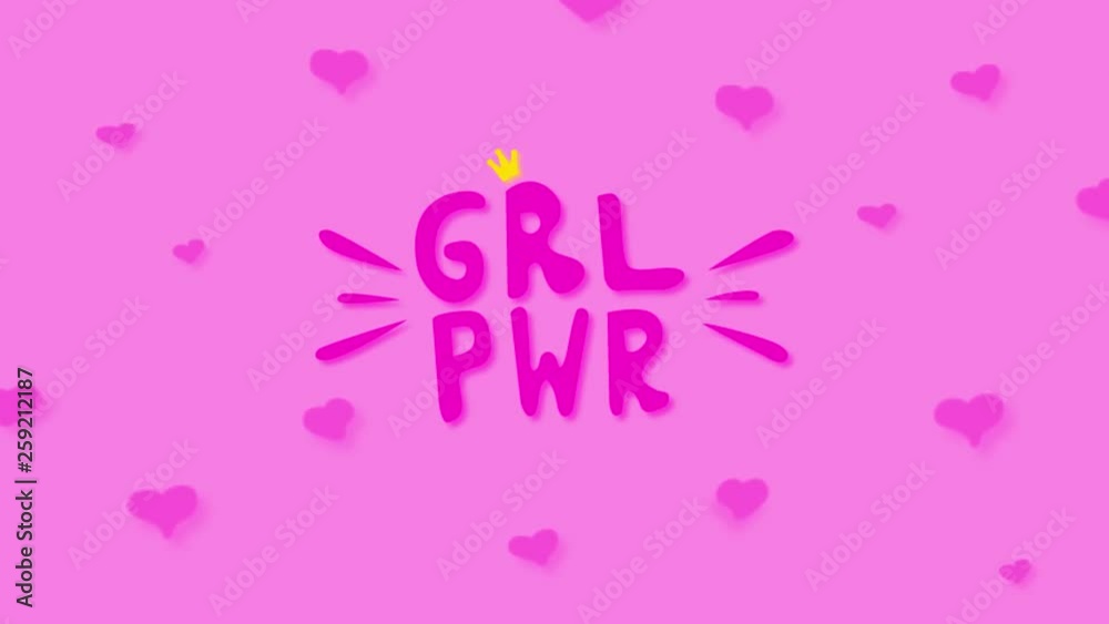 Animated illustration of Girl Power on pink background with dancing ...