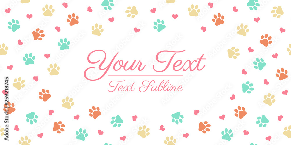 Colorful cat or dog paw print - greeting card layout Stock Vector ...