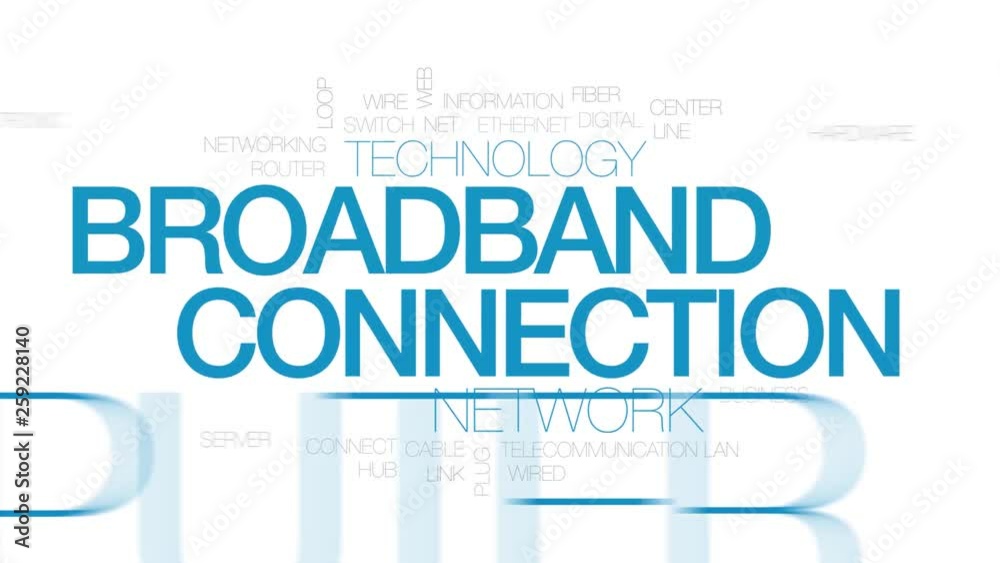 Broadband connection animated word cloud. Kinetic typography. Stock ...