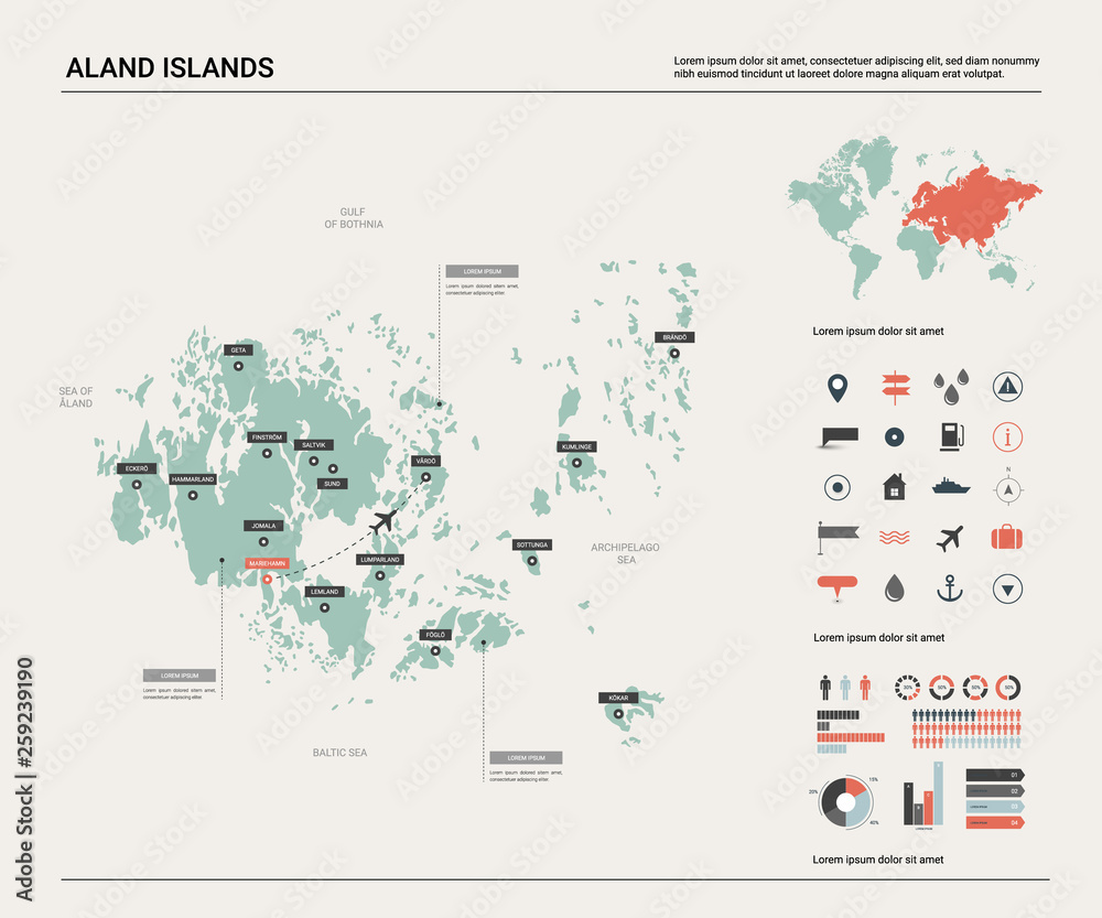 Vector map of Aland Islands . High detailed country map with division ...