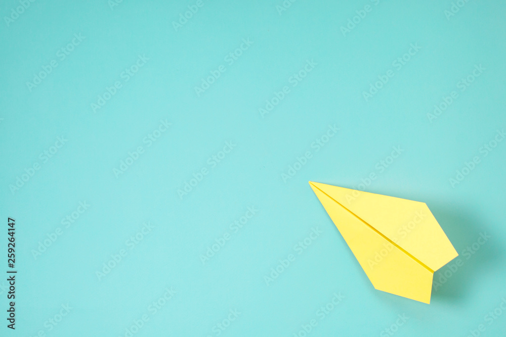 Travel plane concept.Mockup design of travel concept with plane on blue ...