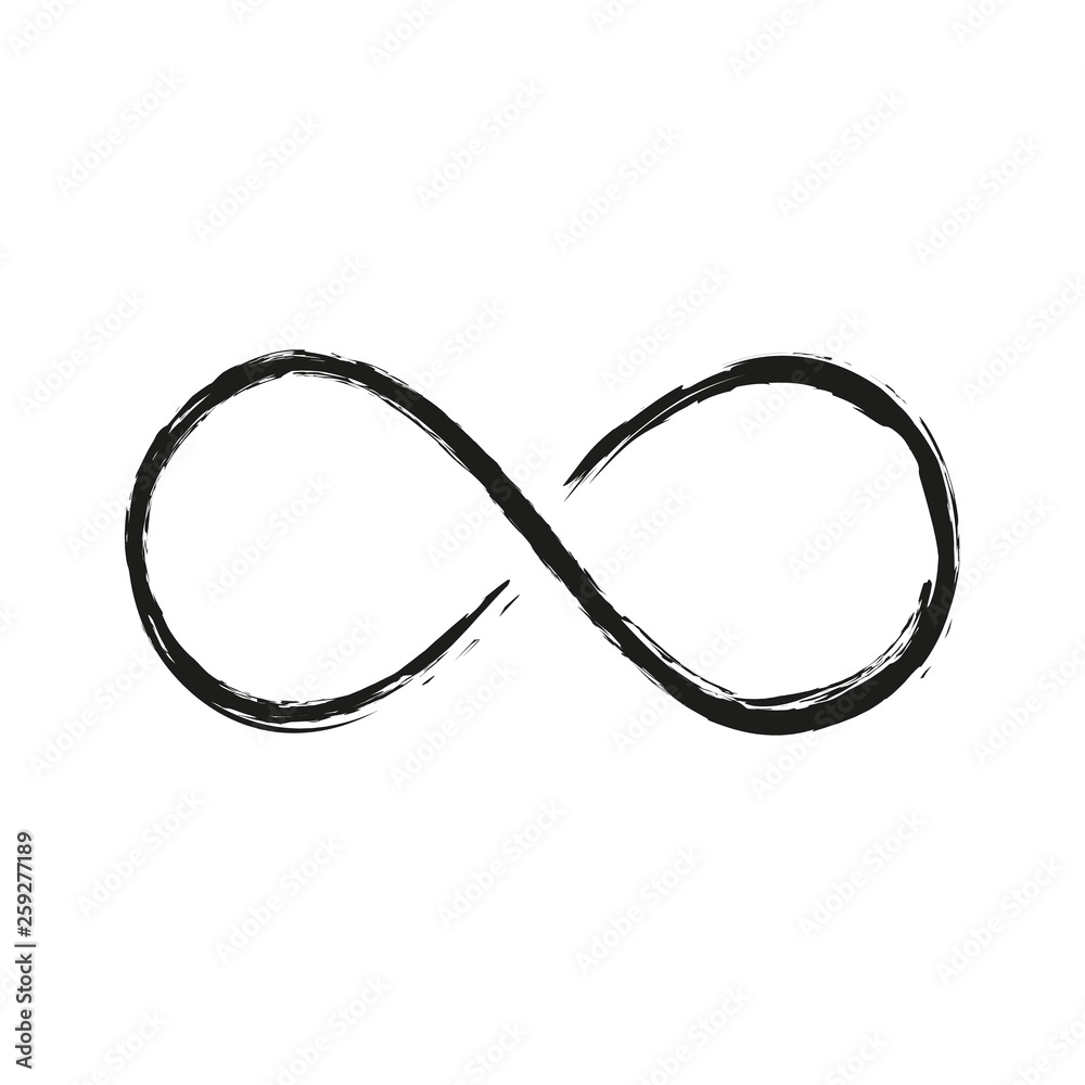Grunge infinity symbol. Hand painted with black paint. Grunge brush ...