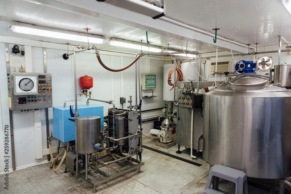 Equipment for the production of milk and dairy products at a dairy ...