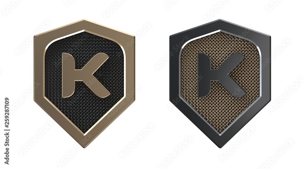 Letter K, metal shield logo with grid. Stock Illustration | Adobe Stock