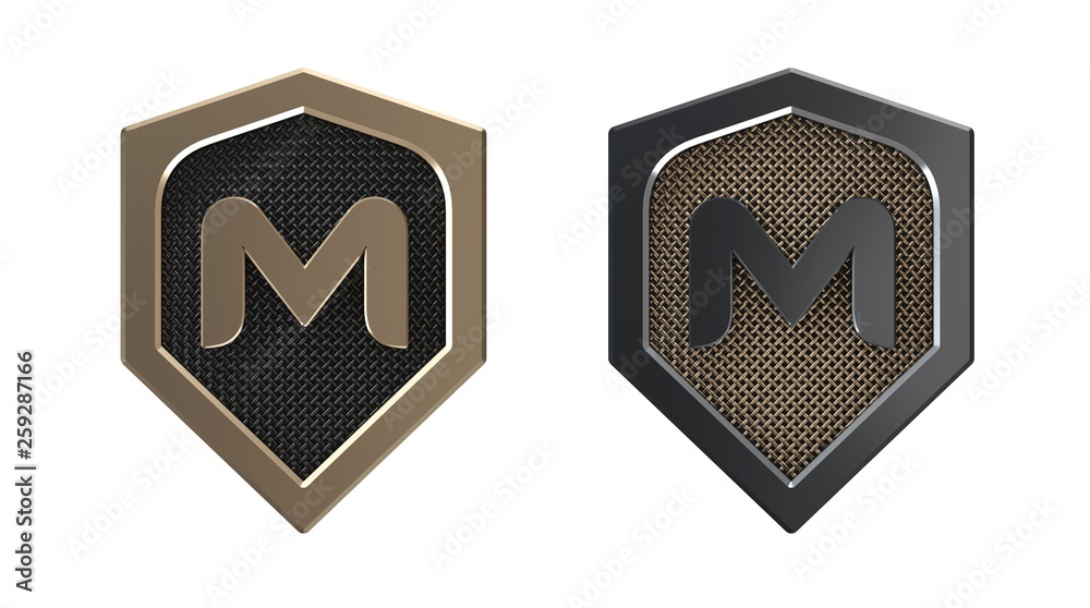 Letter M, metal shield logo with grid. Stock Illustration | Adobe Stock