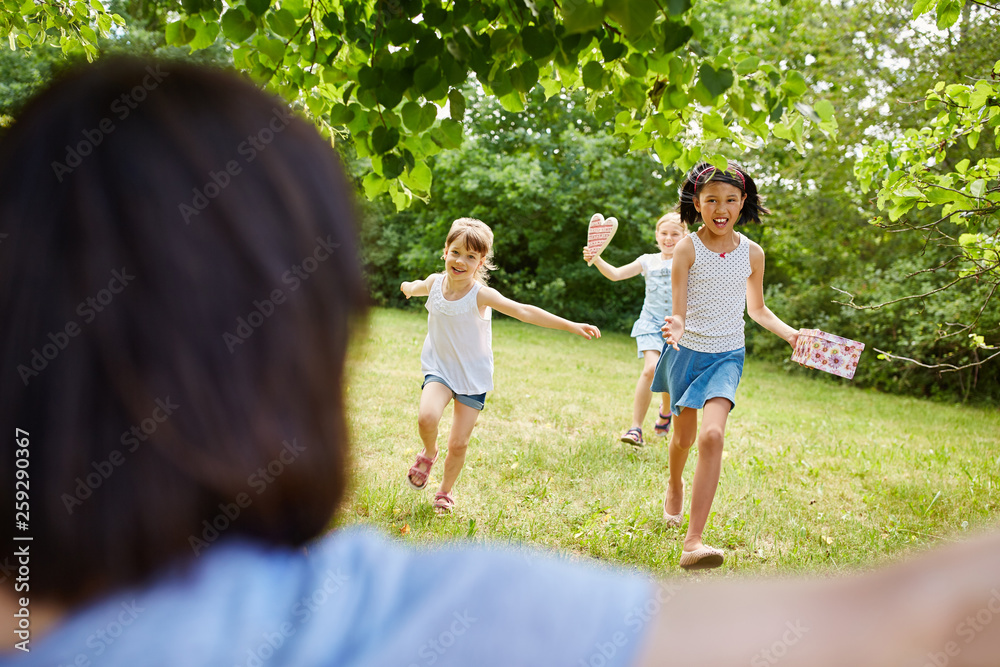 Children look forward to birthday party Stock Photo | Adobe Stock
