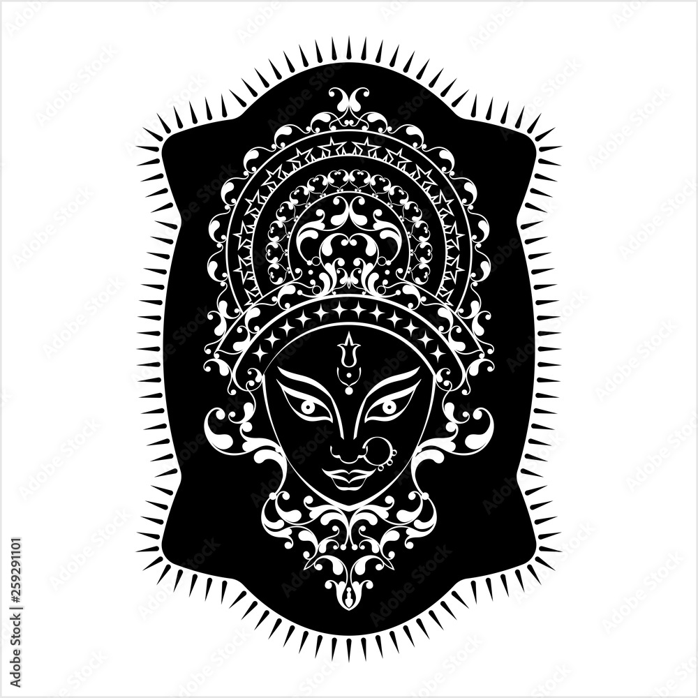 Durga Goddess Of Power, Divine Mother Of The Universe Design Stock ...