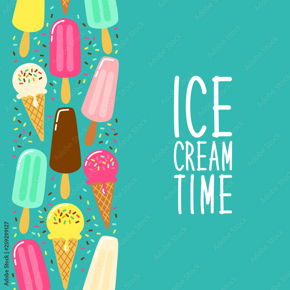Cute Ice Cream collection background in vivid tasty colors ideal for ...