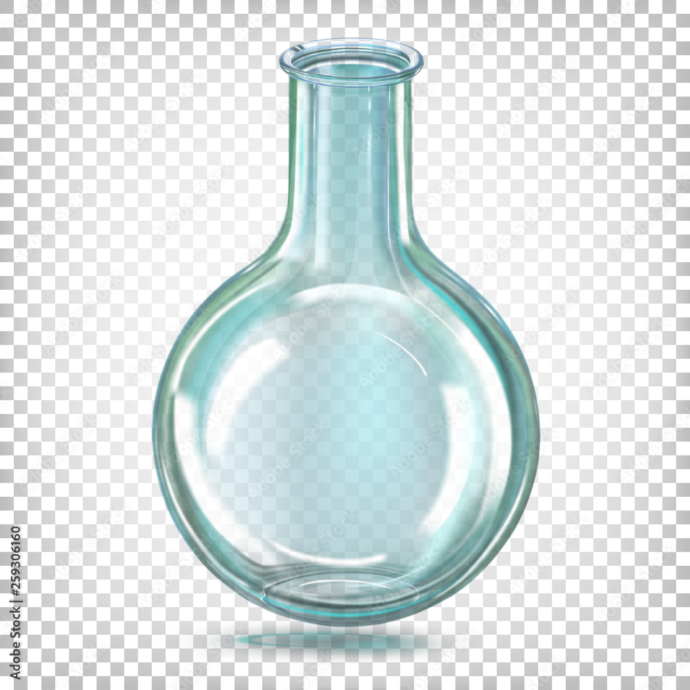 Laboratory flask round bottom glass. Vector illustration on a ...