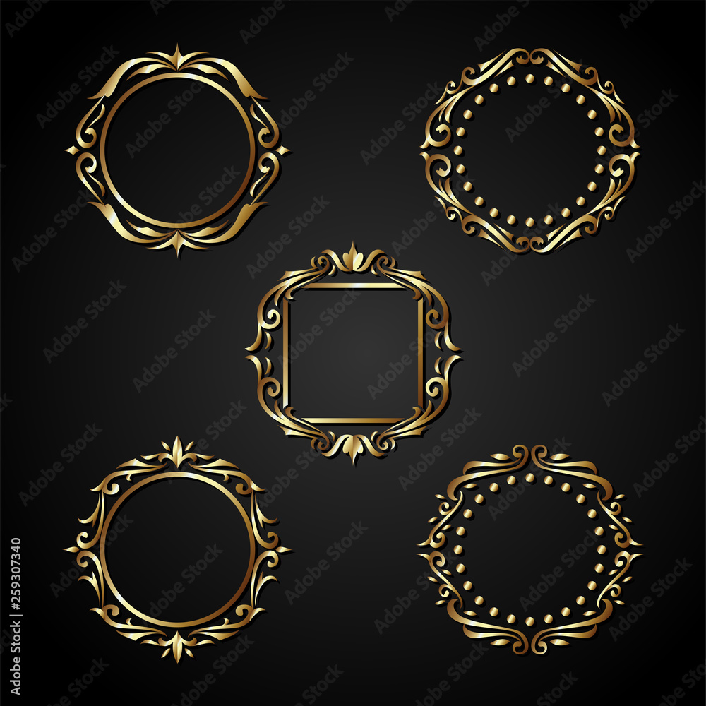 luxury gold circle frame vector Stock Vector | Adobe Stock