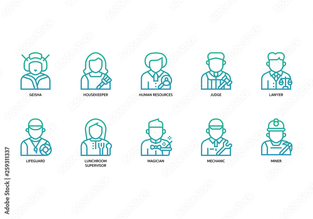 Jobs and occupations icons set Stock Vector | Adobe Stock
