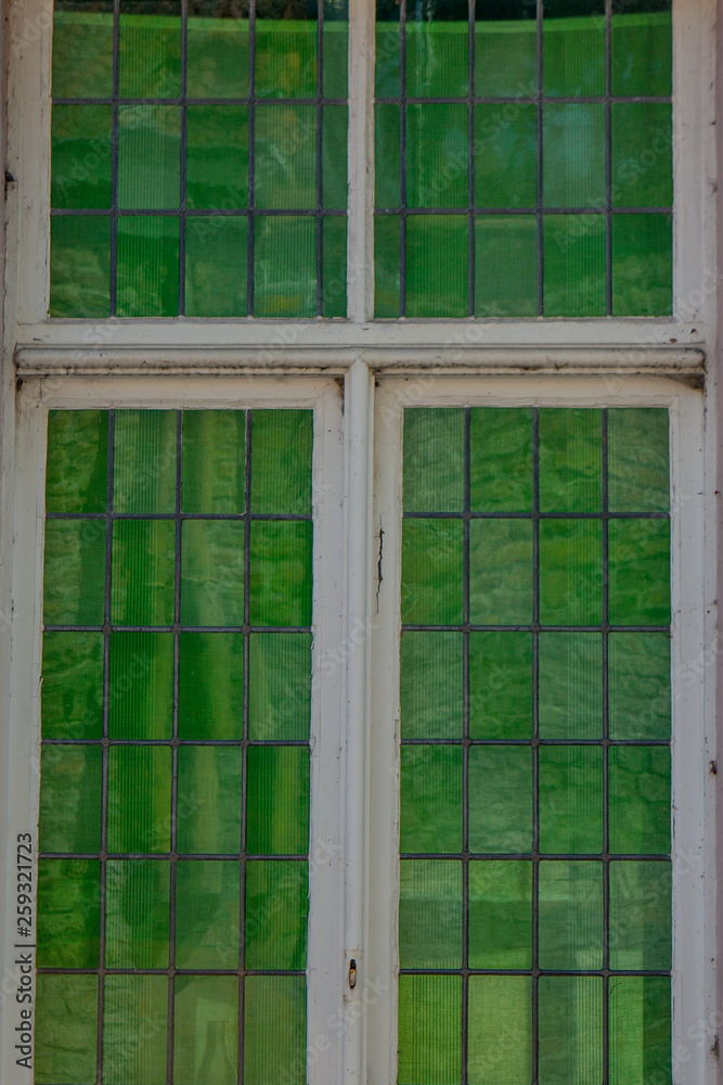 green glass window in Bruges Stock Photo | Adobe Stock