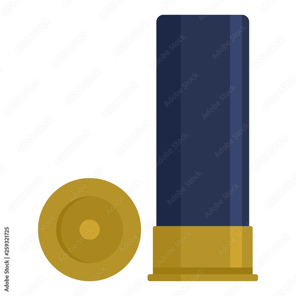 Shotgun cartridge shell icon. Flat illustration of shotgun cartridge ...