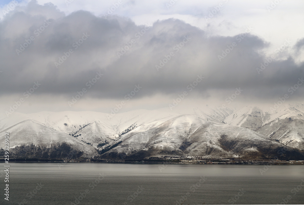 Beautiful spring mountain landscape of lake Sevan Stock Photo | Adobe Stock