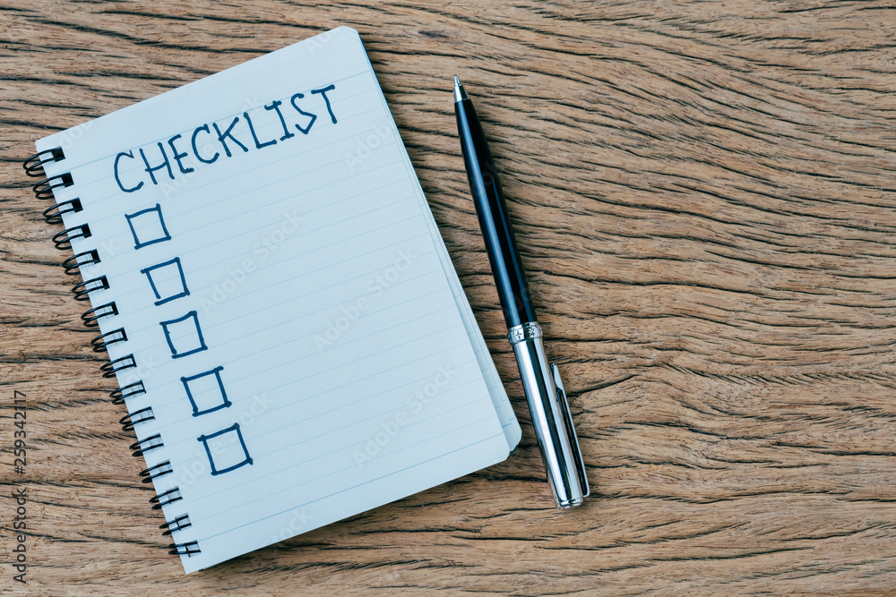 Checklist, to do list, prioritize or reminder for project plan, pen ...