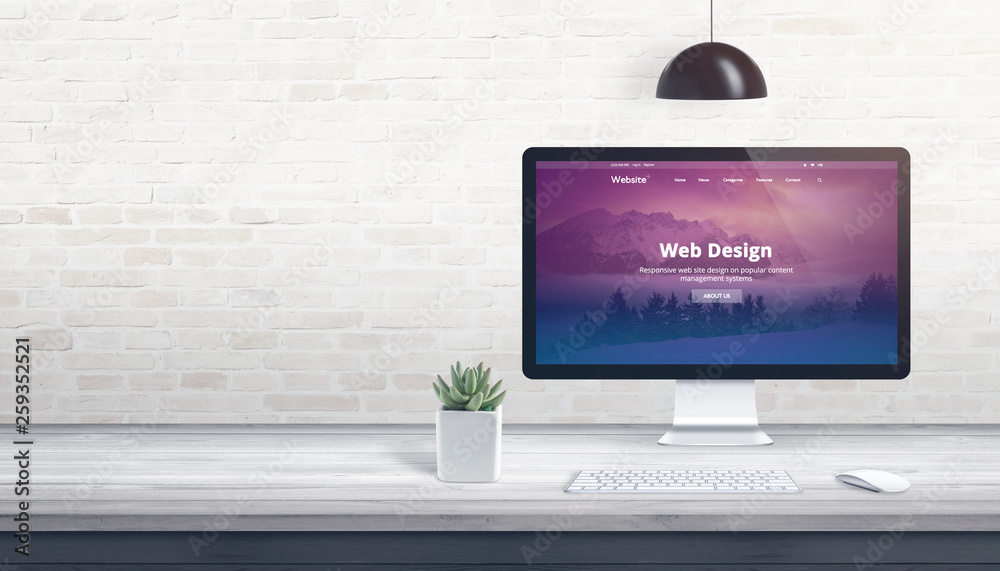Modern theme on computer display. Professional studio concept with free ...