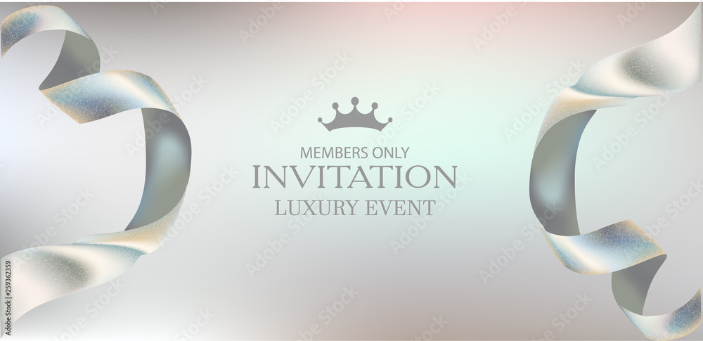 Elegant invitation card with beautiful ribbons. Vector illustration ...