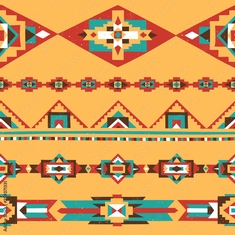 Colorful Textured Decorative Borders with Traditional Native American ...