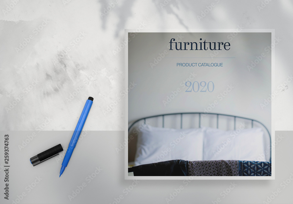 Gray and White Square Catalog with Blue Accents Stock Template | Adobe ...