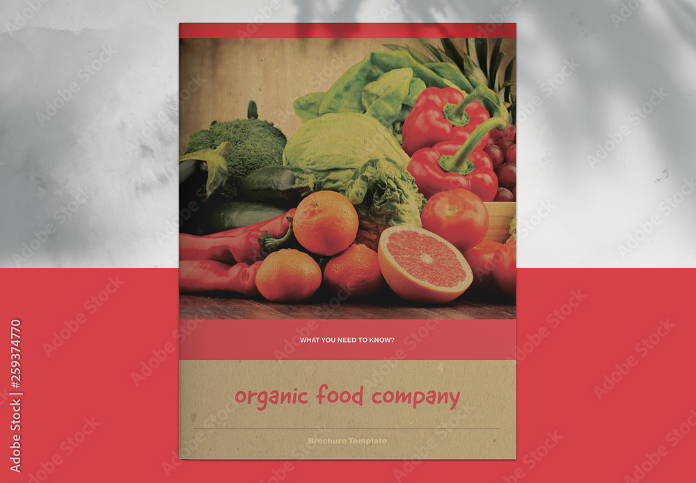 Brochure with Textured Paper Background and Red Accents Stock Template ...