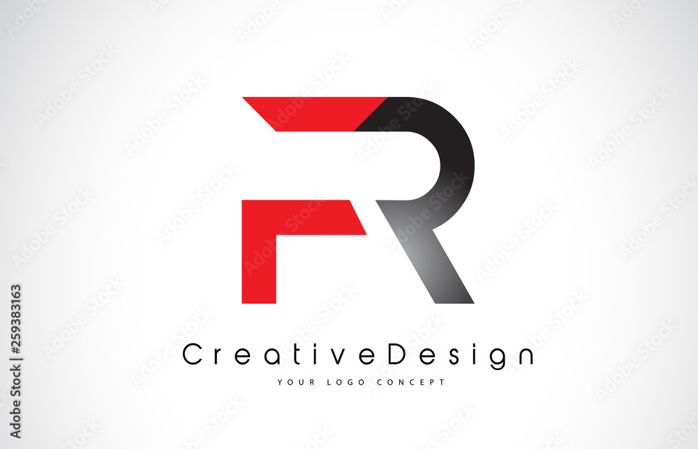 Red and Black FR F R Letter Logo Design. Creative Icon Modern Letters ...