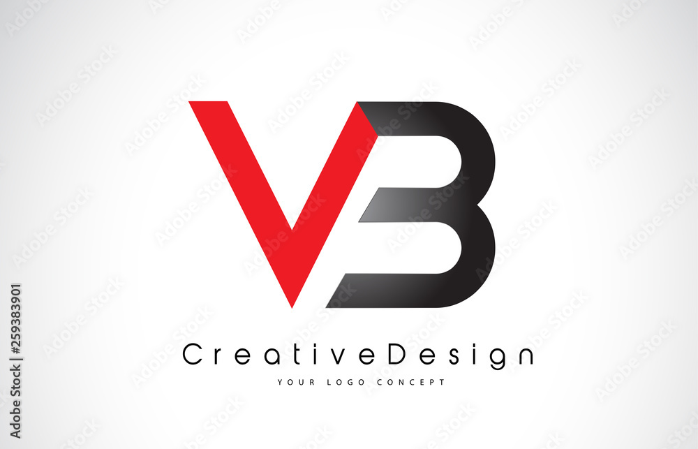 Red and Black VB V B Letter Logo Design. Creative Icon Modern Letters ...