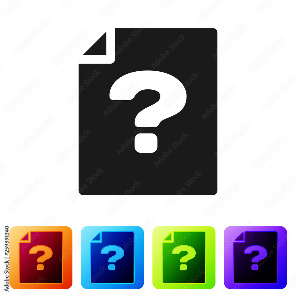 Black Unknown document icon isolated on white background. File with ...